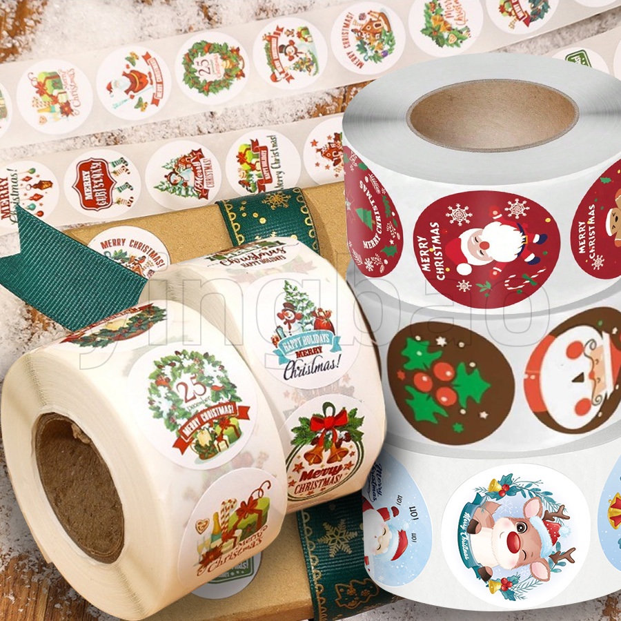 500 Pieces Christmas Roll Stickers 2.5cm Winter Holiday Envelope ...