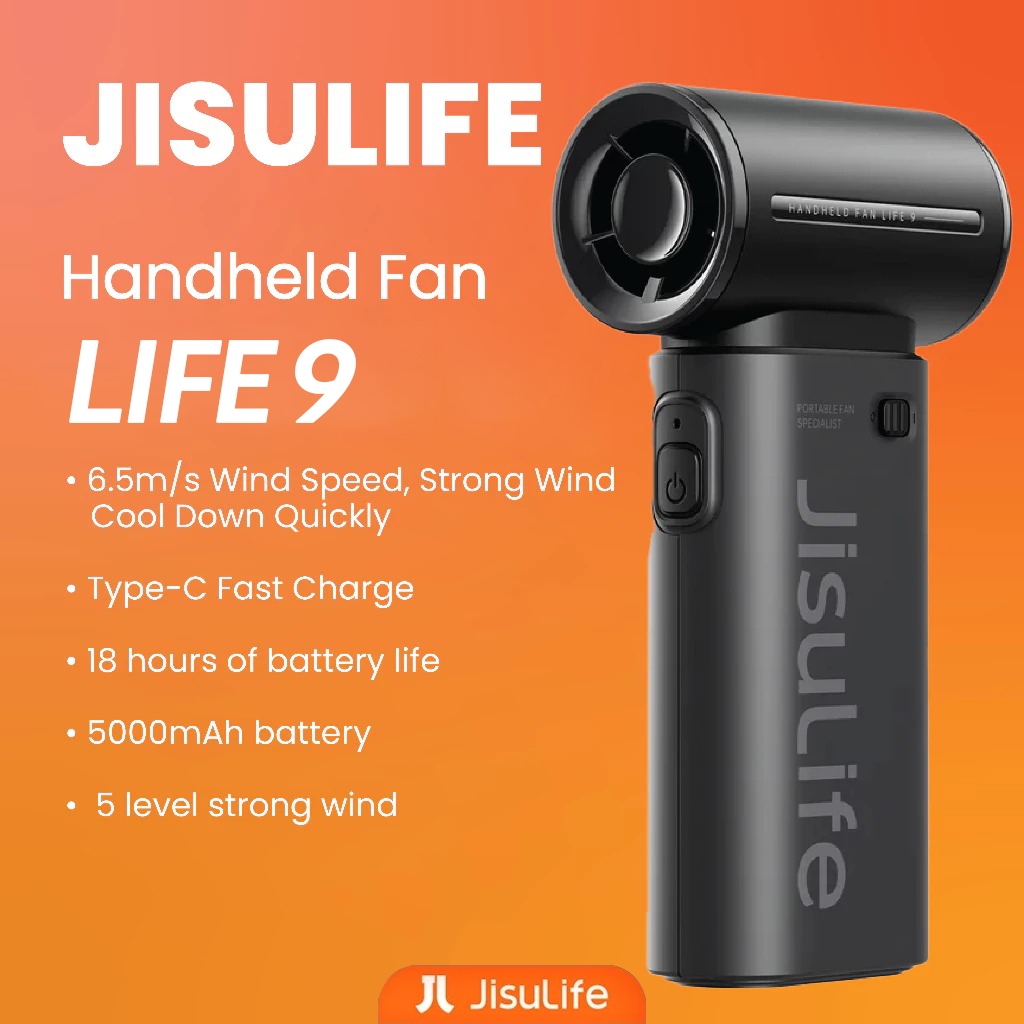 JISULIFE Life 9 Portable Fan Rechargeable 5000mAh Mini Fan With 5 Gears ...