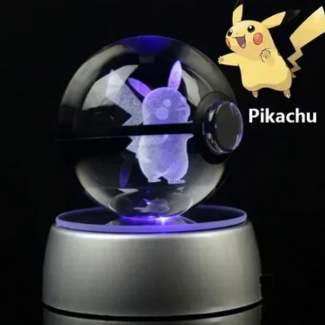 Perfect Pokemon Crystal Ball 3D Toys Snorlax Mewtwo Pikachu Figures ...