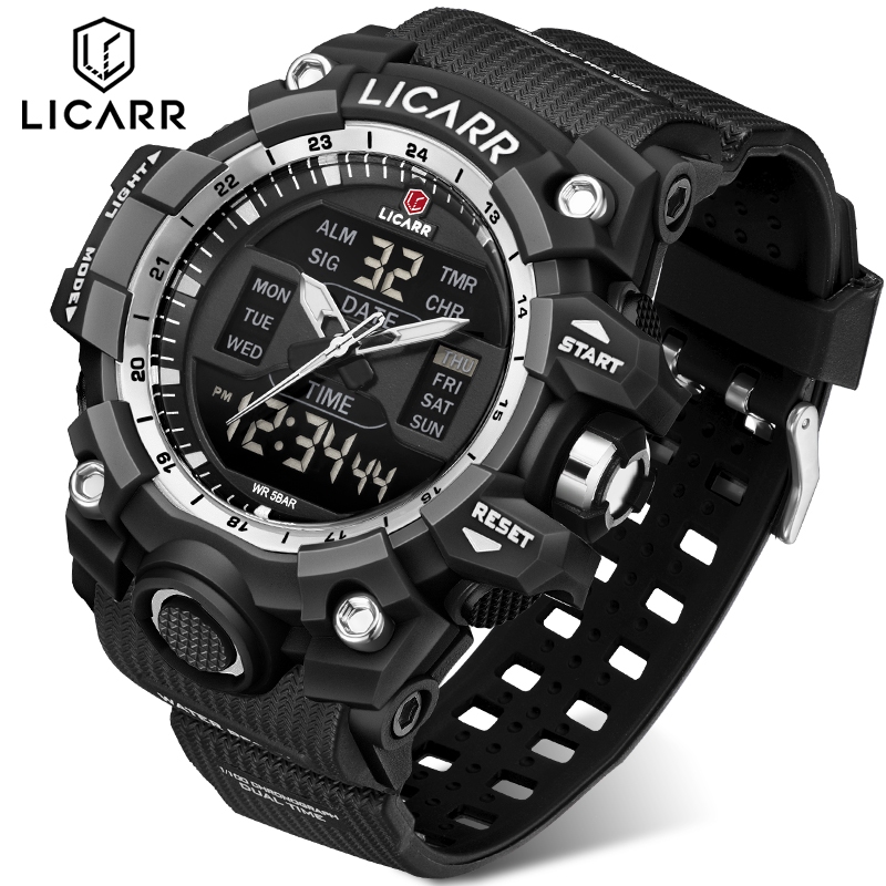 LICARR New Fashion Brand Men's Watch Dual Display Trend Date Waterproof ...