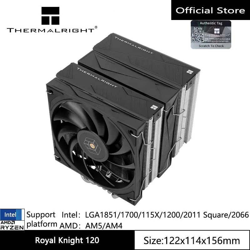 Thermalright Royal Knight 120 CPU Cooler 6 Heat Pipes PC Cooling Dual Towers Dual Fan for AM4 ...