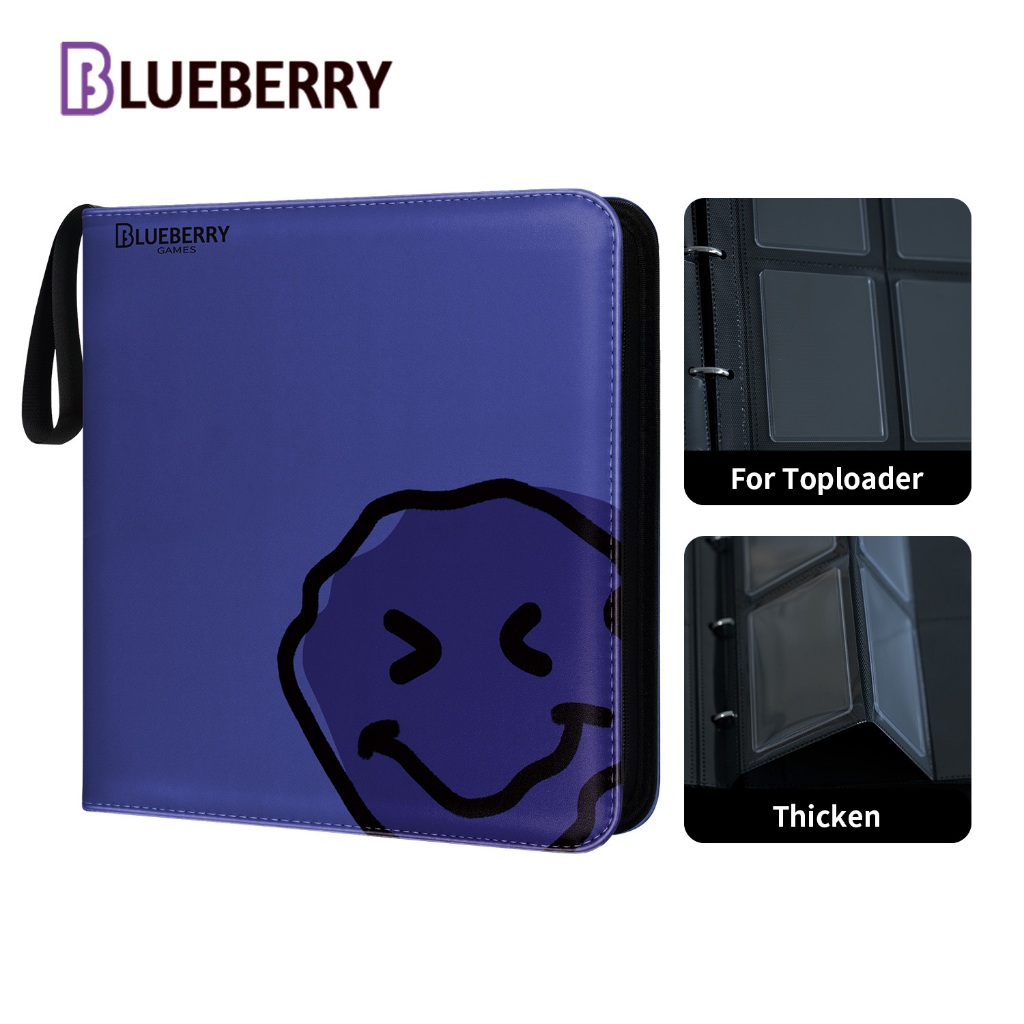 Blueberry Toploader Binder Album Blue Zipper Leather Photocard Binder ...
