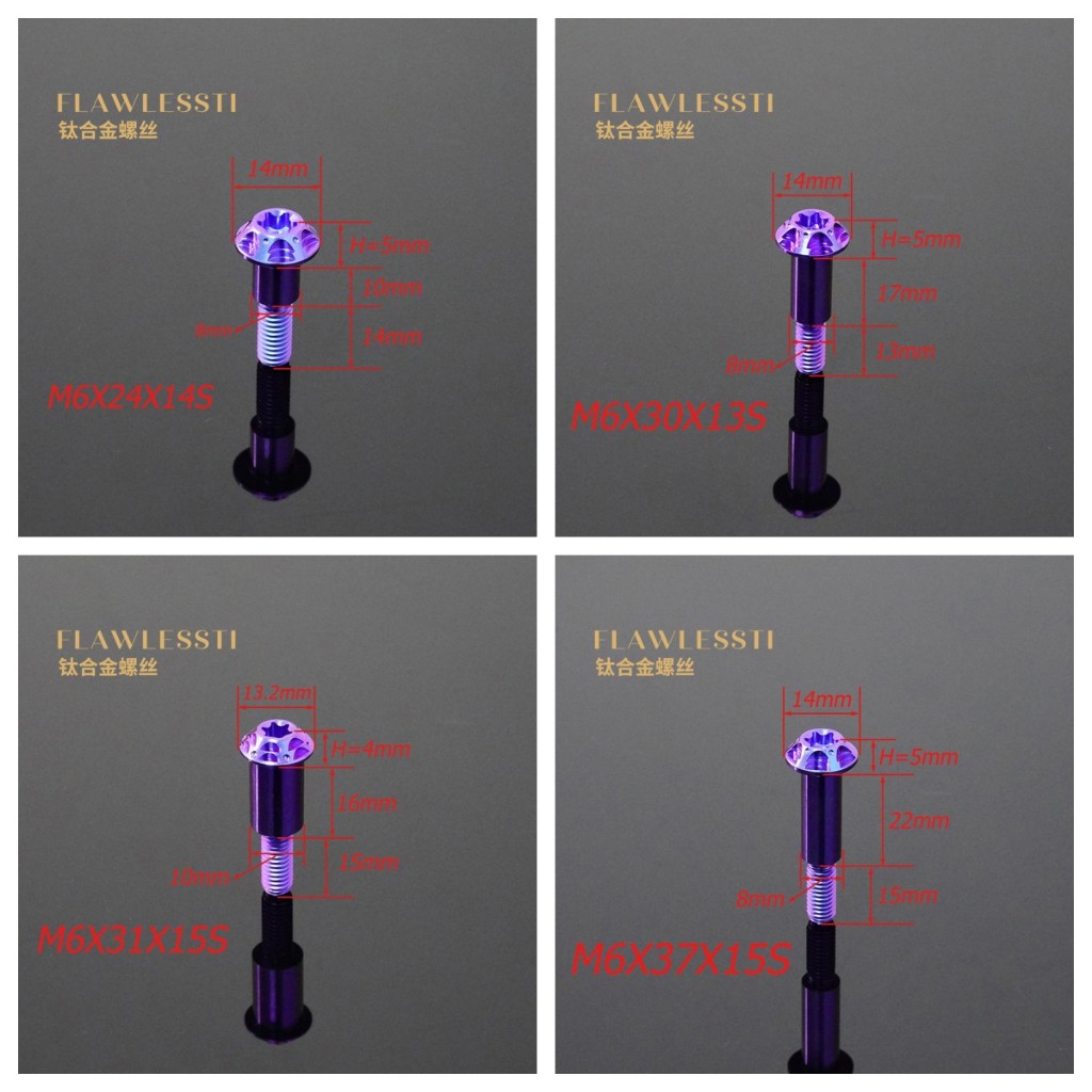 FLAWLESSTI Titanium Brake Lever bolts Nut M6X24-45mm Left And Right ...
