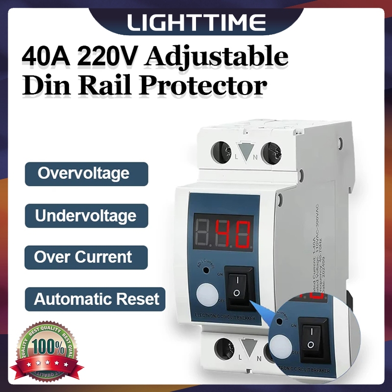 40A 220V AC Adjustable Overcurrent Protector Rail Type Current Limiter ...