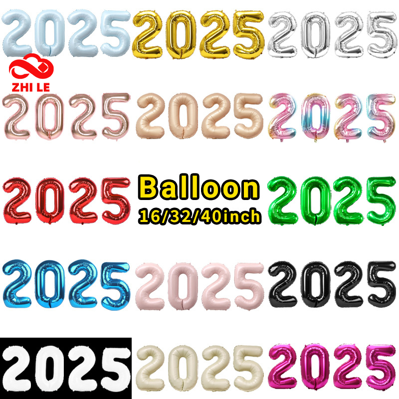 16 Inch Number Aluminum Foil Balloon 2025 Bit Helium Balloons Happy ...