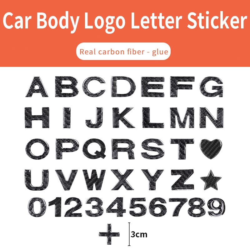 Carbon Fiber Letters Numbers Alphabet Logo Car Emblem Badge Sticker Car ...