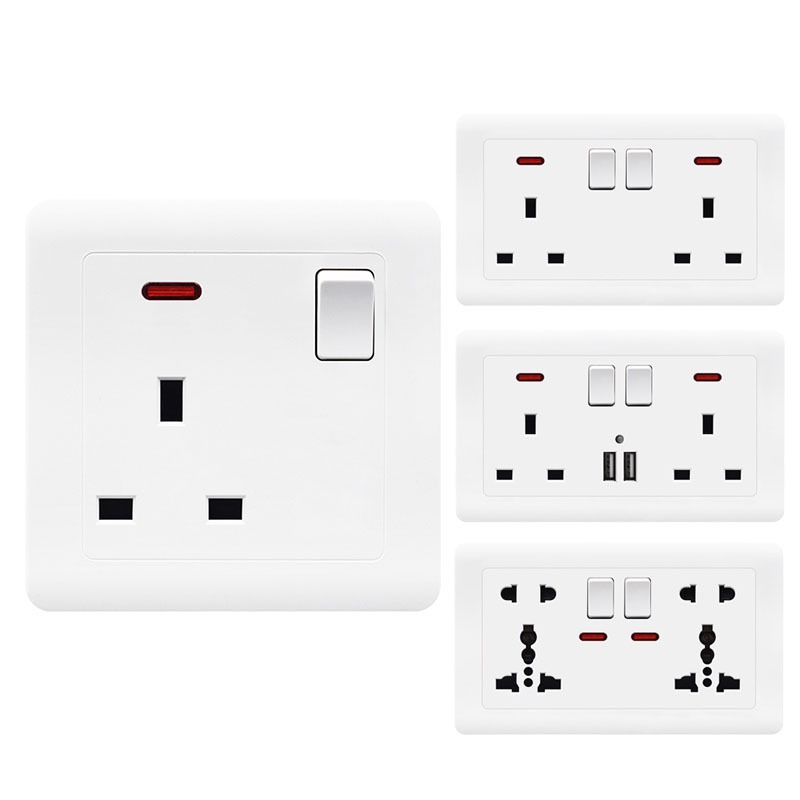 VISWE wall socket wall switch usb socket 3 pin socket universal socket 13a socket 250V,86/146 ...