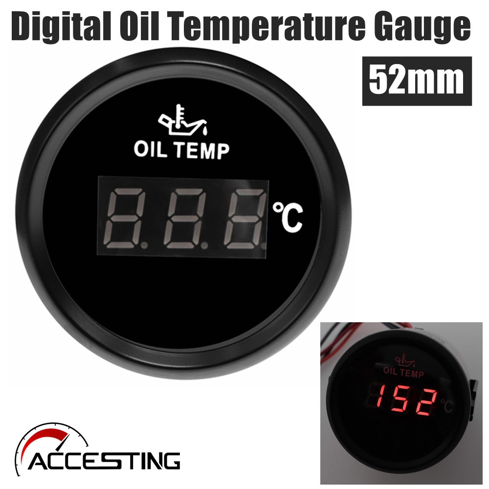 52mm Digital Oil Temperature Gauge with Red Backlight Oil Temperature ...
