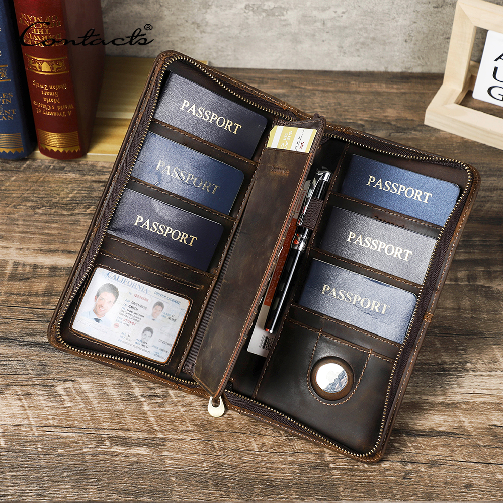 CONTACT'S Genuine Leather Family Passports Holder Wallet Men Clutch Bag ...