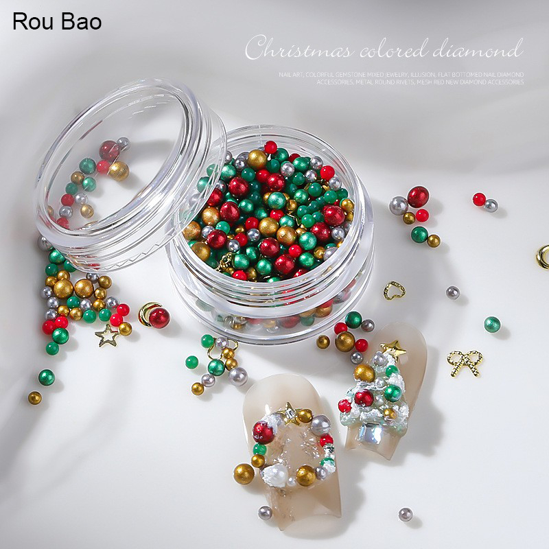 Rou Bao 5g Nail Christmas Materials Mixed Beads Metal Sheets Nails Art ...