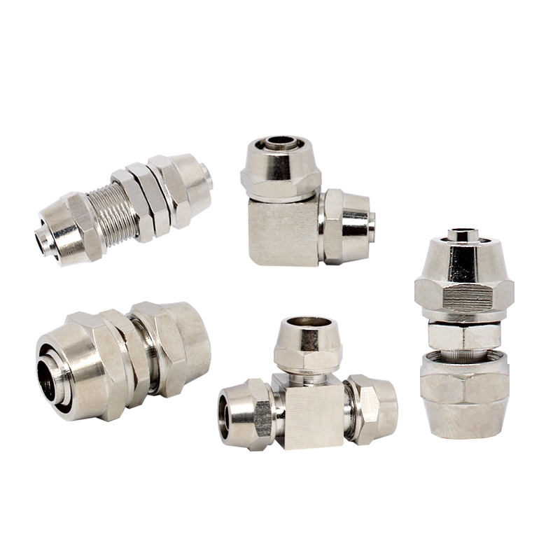 Copper Plated Nickel Pneumatic Air Quick Connector For Hose Tube OD 4MM ...
