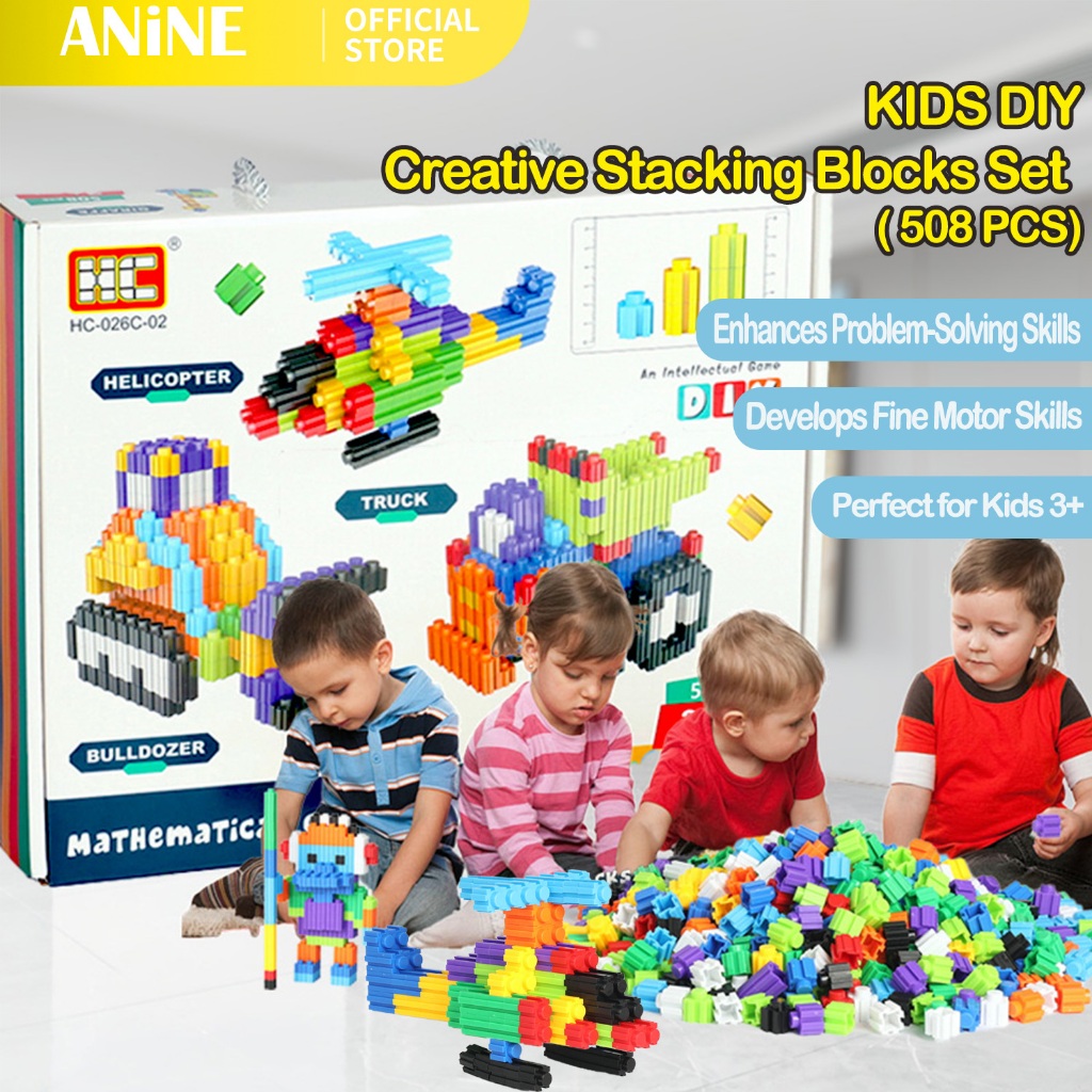 【Buy 1 Free 1】Large Building Blocks 508PCS Toys Kids Block Children ...