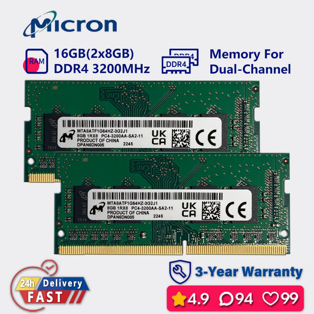 MICRON 16gb 32gb 64gb 3200mhz ddr4 Dual channel memory ram laptop ...