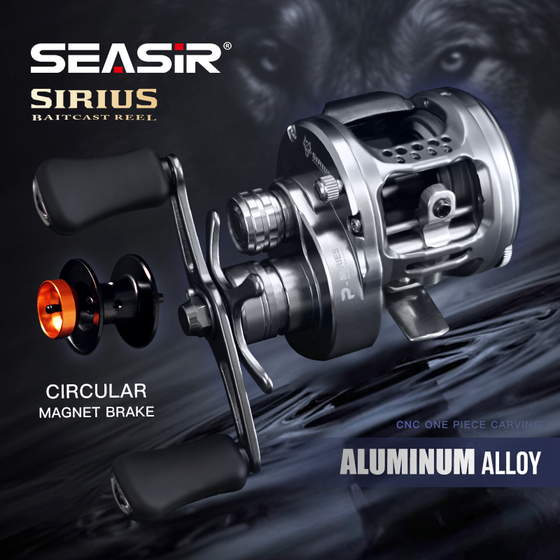 Seasir Sirius Round Baitcasting Reel CNC Aluminum Reel Circular Magnet Brake 7+1BB NMB 7.3:1 ...