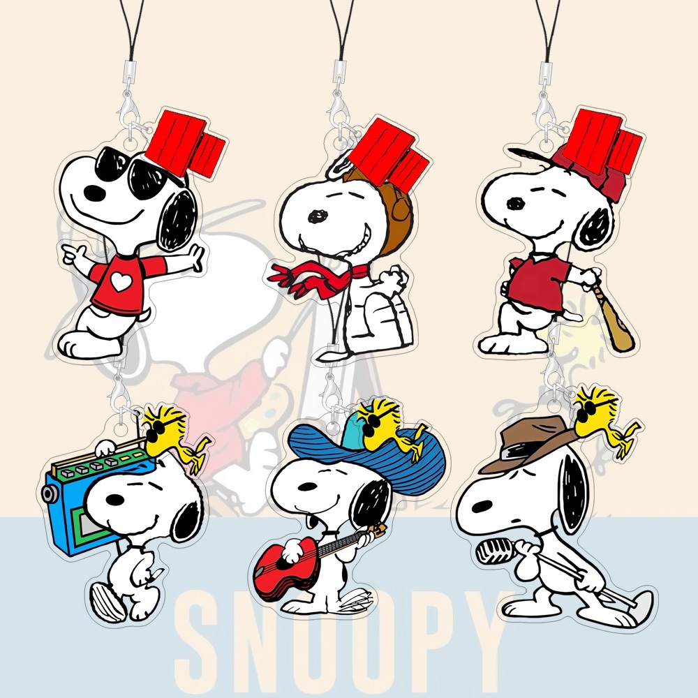 55mm Phone Straps Snoopy Cartoon Acrylic Bag Charms Animation Lanyards ...