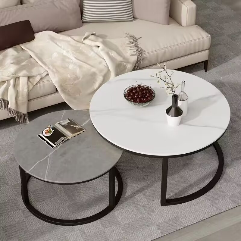 Round Marble Tea Table Sstainless Steel Simple Nordic Marble Coffee