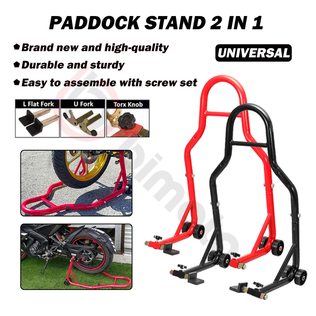Rear Paddock Stand 2 IN 1 Universal Motorcycle Heavy Duty Pad Stand U ...
