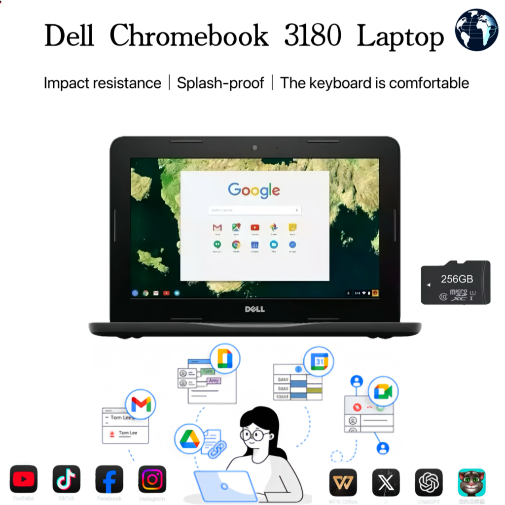 DELL Chromebook 3180 Laptop｜ 4GB RAM｜ 16GB SSD ｜256GB TF｜11.6 Display ...