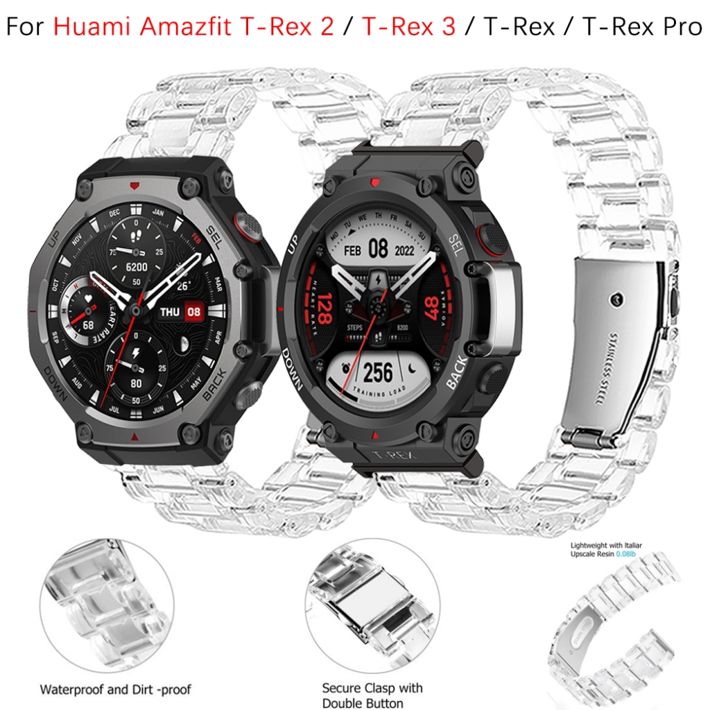 Transparent Resin Bracelet Strap For Huami Amazfit T-Rex 2 / T-Rex 3 ...