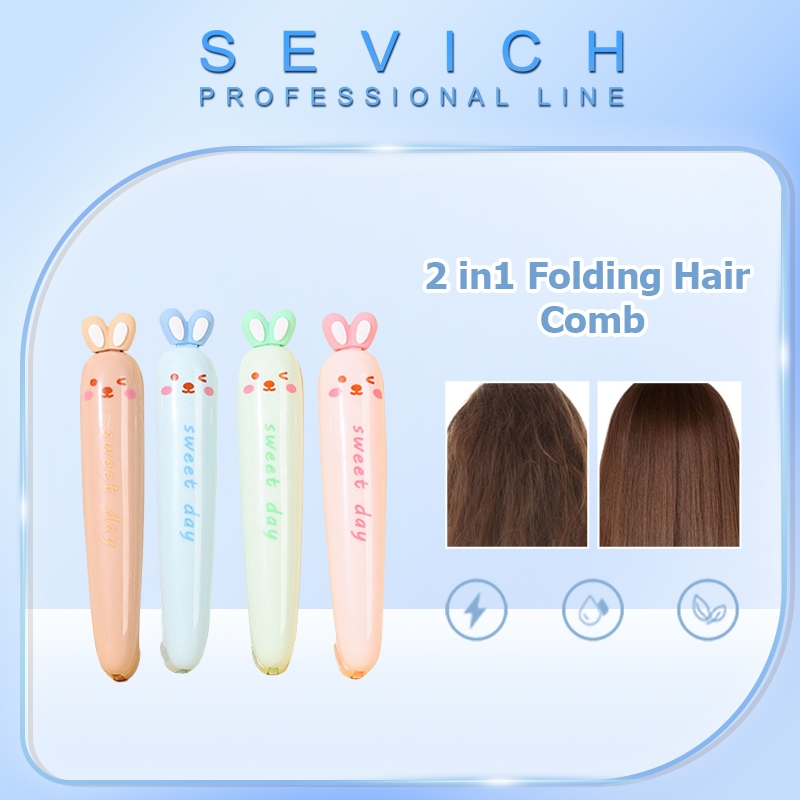 SEVICH 2 in 1 Cute Cartoon Folding Hair Comb Cartoon Rabbit Portable ...