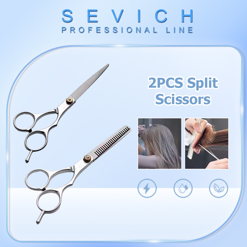 SEVICH 2PCS Split Scissors Flat Scissors Bangs Scissors Thinning ...