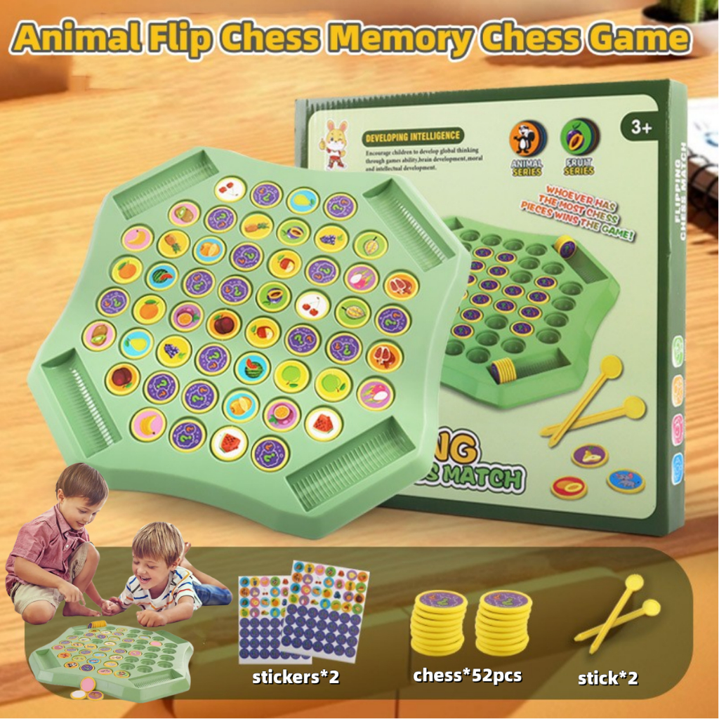 🔥Local Stock🔥Children's Flip Memory Chess Game 2-4 People Parent-child ...