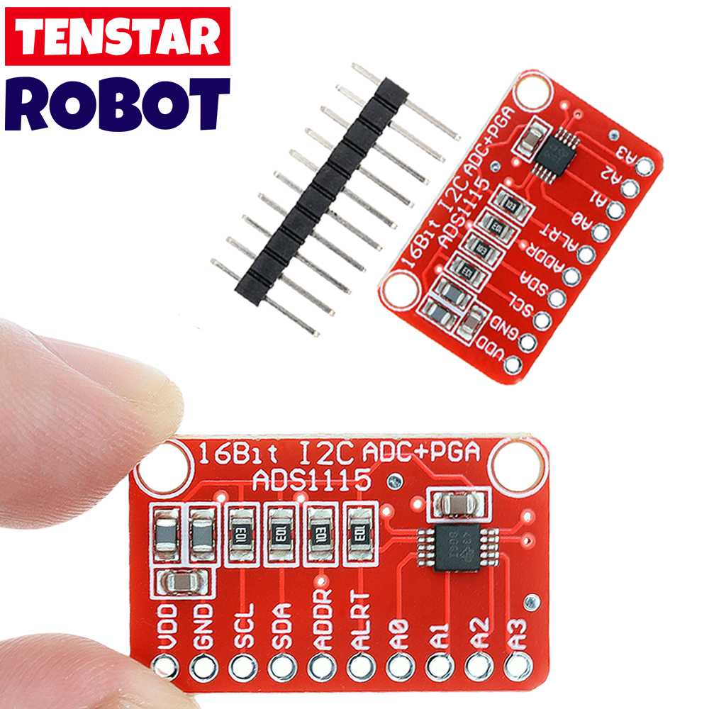 TENSTAR ADS1115 Module Red Board 16 Bit I2C ADC 4 Channel with Pro Gain ...