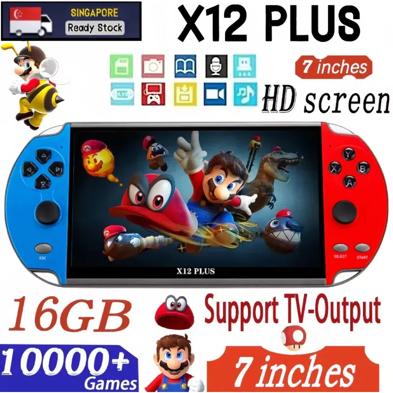 X7/X12 PLUS 8GB Built-in 13000 Retro Games Handheld Game Console ...