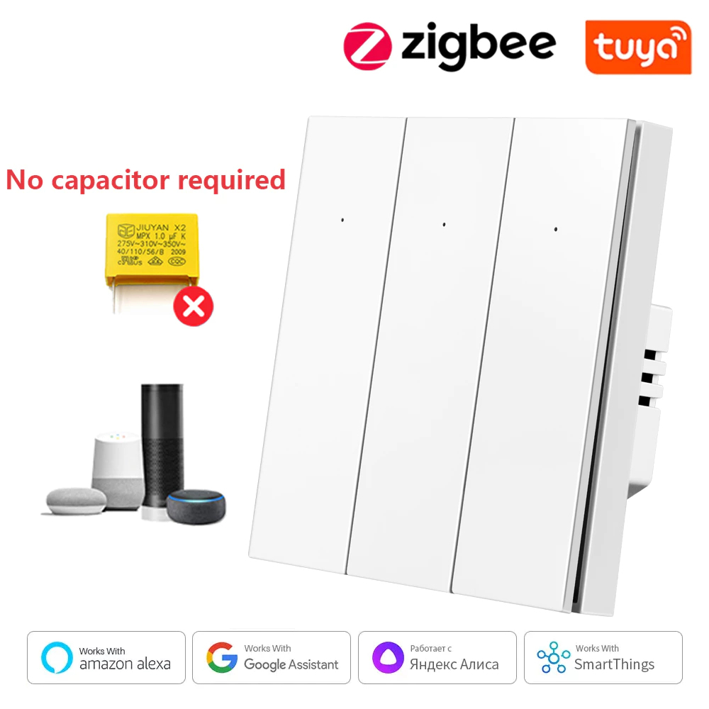 Zigbee Smart Light Switch No Neutral Wire No Capacitor Needed Tuya ...
