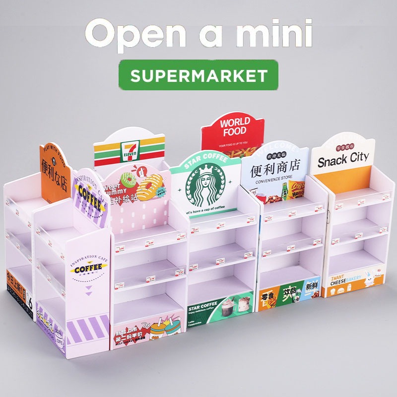 Miniature Display Stand Simulation Supermarket Rack Mini Shelf Children ...
