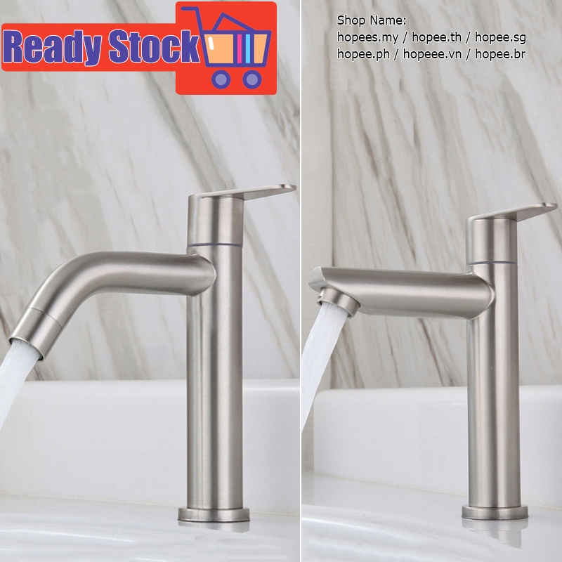 Bathroom Basin Faucet Cold Water Tap Stainless Steel SUS304 Straight ...