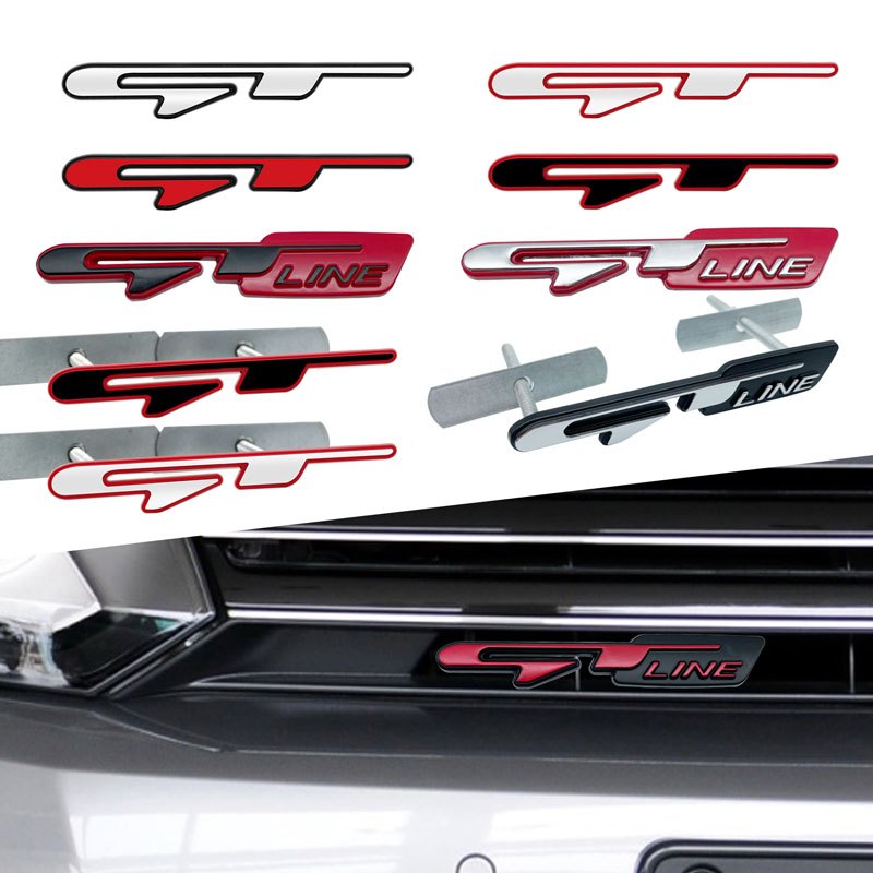 3D Car Sticker GT Line Logo Metal Front Grill Emblem Rear Trunk Badge ...