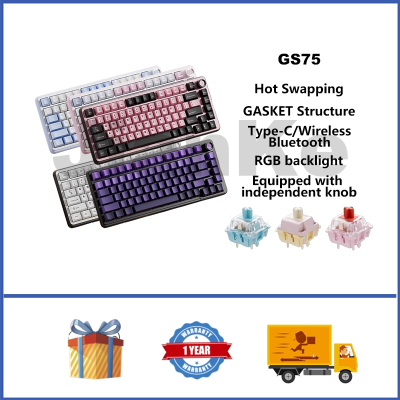 EWEADN GS75 Wireless Mechanical Keyboard 75% Hot swappable RGB GASKET ...
