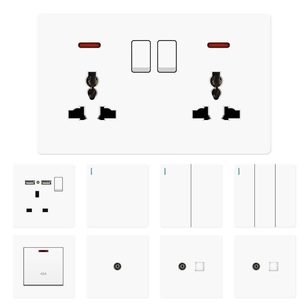 VISWE wall socket usb socket 3 pin socket universal socket 13a socket 250V ，86/146*86mm Plastic ...