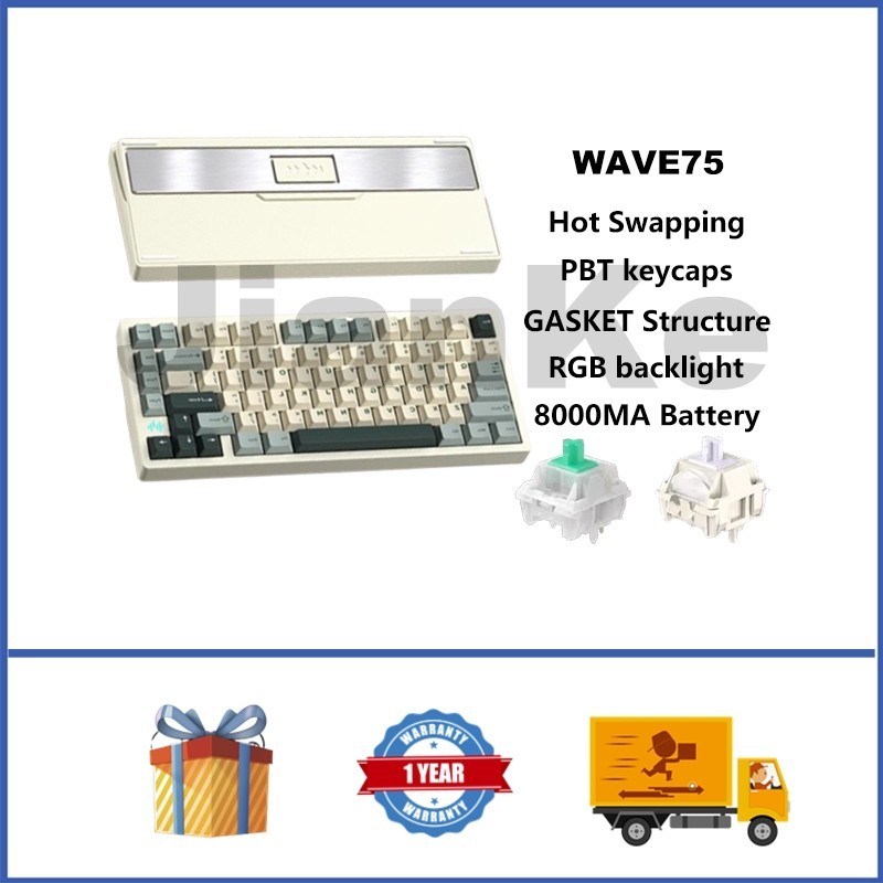PMO WAVE75 Wireless Mechanical Keyboard Aluminum 75% Hot swappable RGB ...