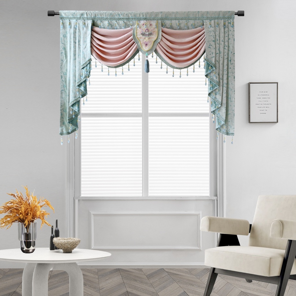 Luxury Beaded Embroidered Scallop Curtain European Style Living Room ...