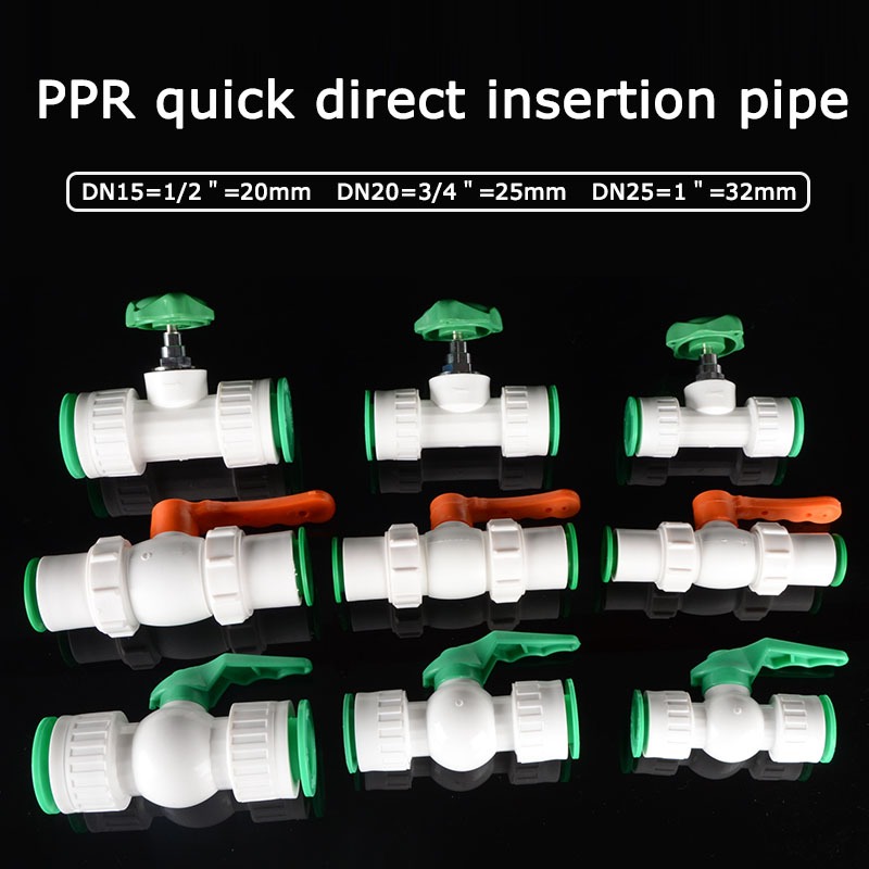 【SYH3】1/2" 3/4" 1" PPR Pipe Quick Direct Insertion Valve 20/25/32mm ...
