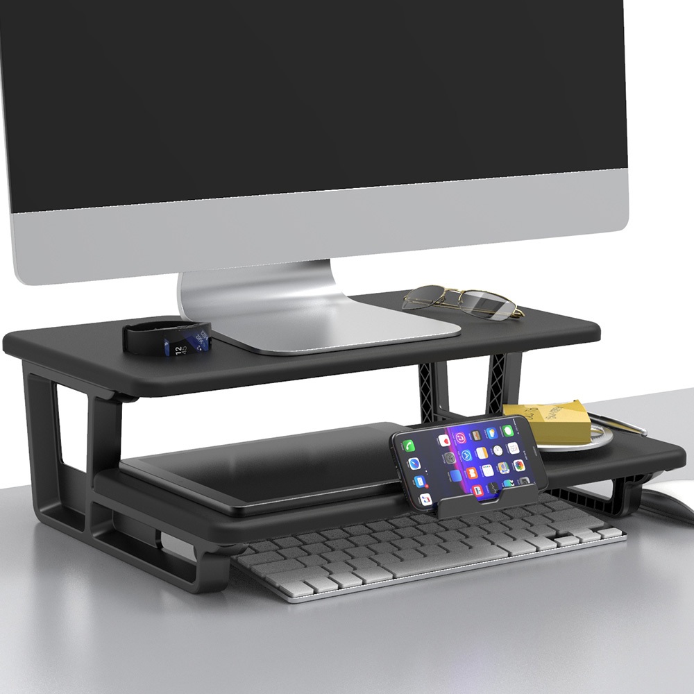 Wood Monitor Stand Laptop Stand 2-Tier Computer Monitor Riser Stand ...