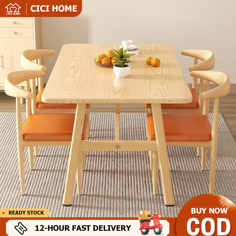 【CICI】Dining table Set Rectangular dining table solid wood Modern Meja ...
