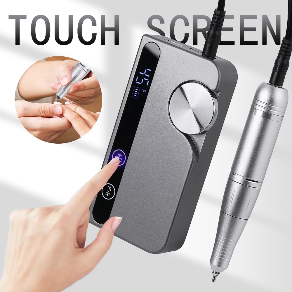45000RPM Electric Portable Nail Drill Machine Rechargeable Touchscreen Nail Sander File For ...