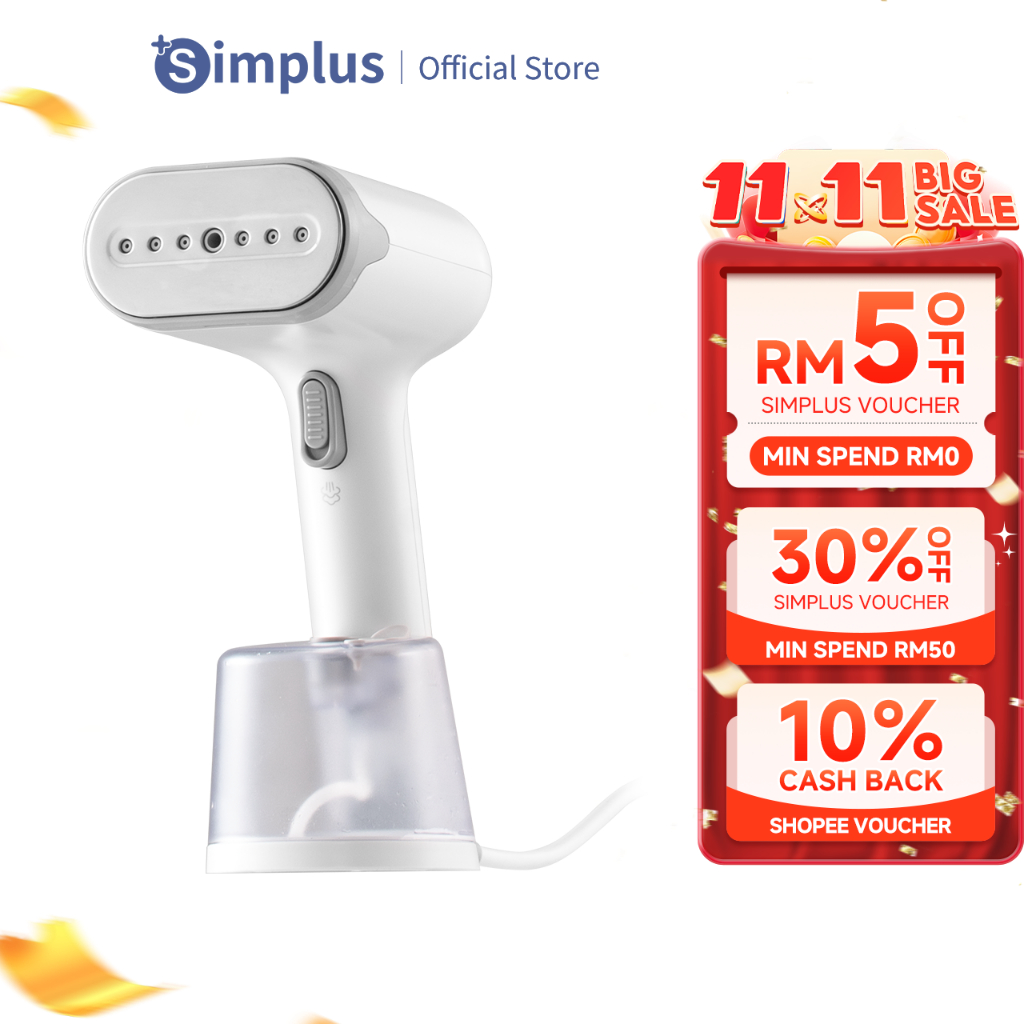 Simplus 1200W 280ML Large Water Tank Handheld Garment Steamer High Power 30 Second Quick Preheat ...