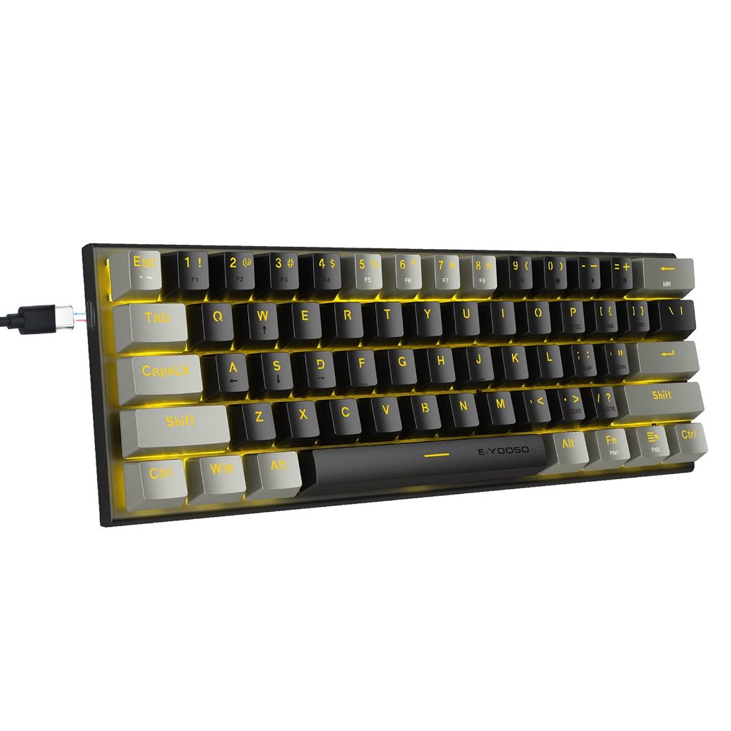 E-YOOSO Portable 60% Mechanical Gaming keyboard, monochrome backlit ...