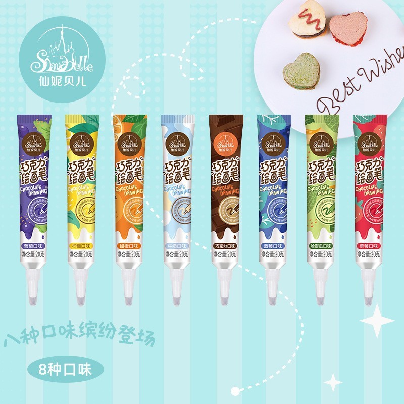 8 Flavors Edible Chocolate Writing Pen Cookies Cake Chocolate Macaron ...