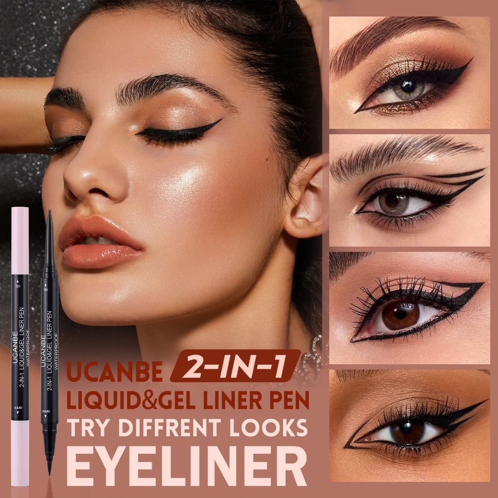 UCANBE 2-IN-1 Waterproof Liquid & Gel Eyeliner Pencil, Smudge-proof, Long-Lasting for Bold Eye ...