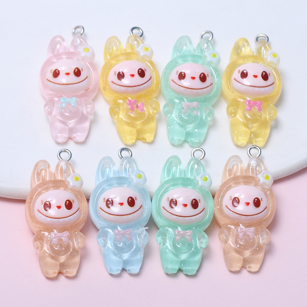 4pcs Luminous Labubu Pyjamas Resin Charms Labubu Accessories Pendant ...