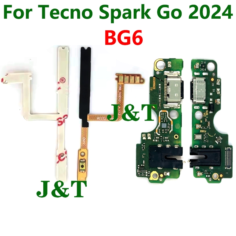 Fast Charge Charging Board For Tecno Spark Go 2024 Bg6 Phone Power Volume Flex Button Switch