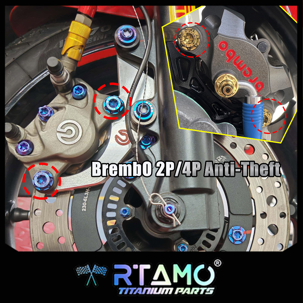 RTAMO Titanium Gr5 Anti-Theft Bolt Brembo 2P 4P Nmax Xmax 300 Rear ...