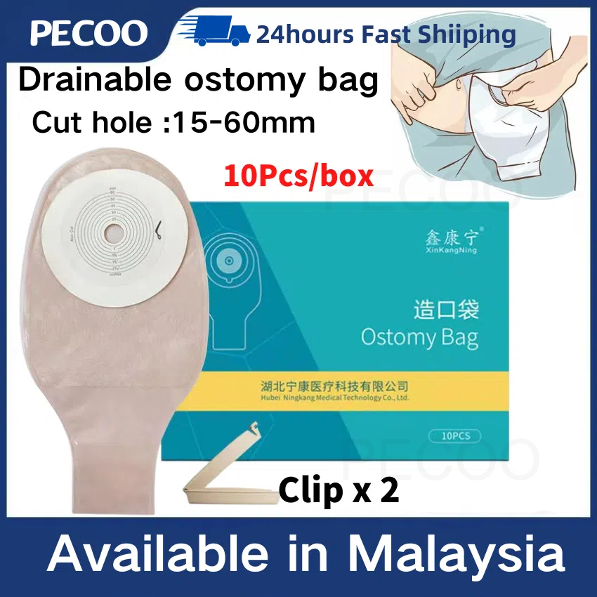 10Pcs Ostomy Bag One-piece System Drainable Colostomy Bag Pouch Stoma ...