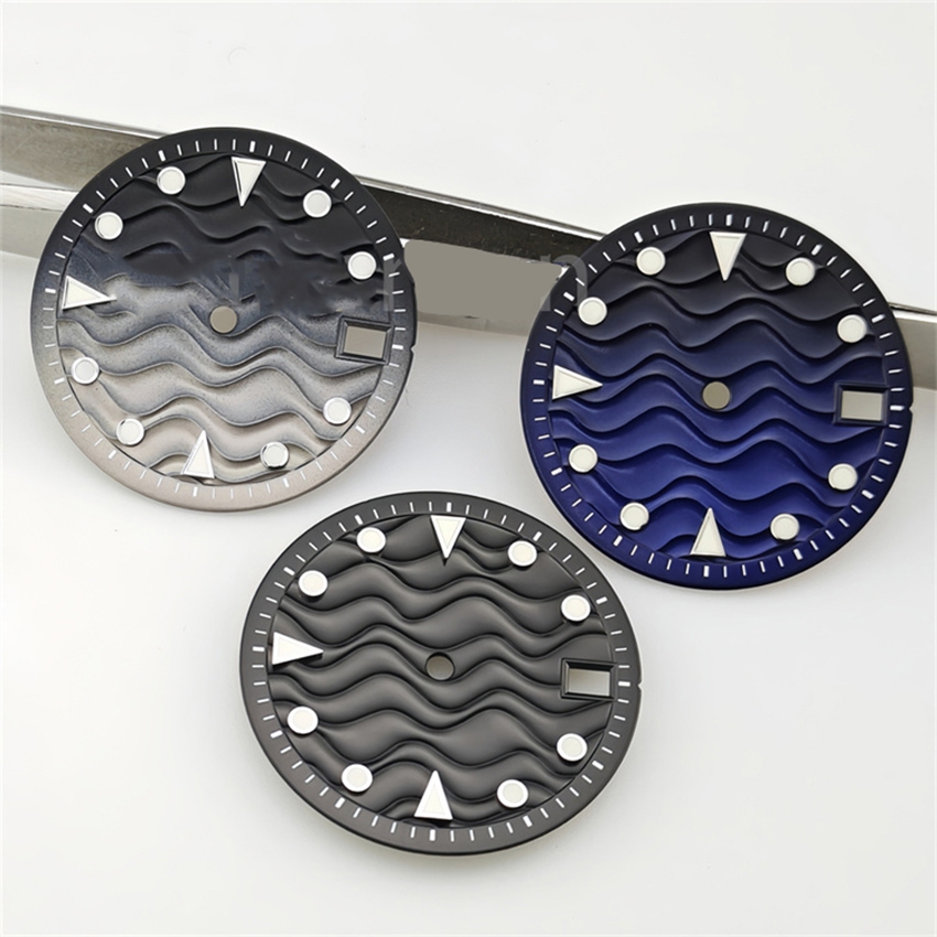 28.5MM Watch Dial Green Luminous Water Ripple Dial Modified Diving ...