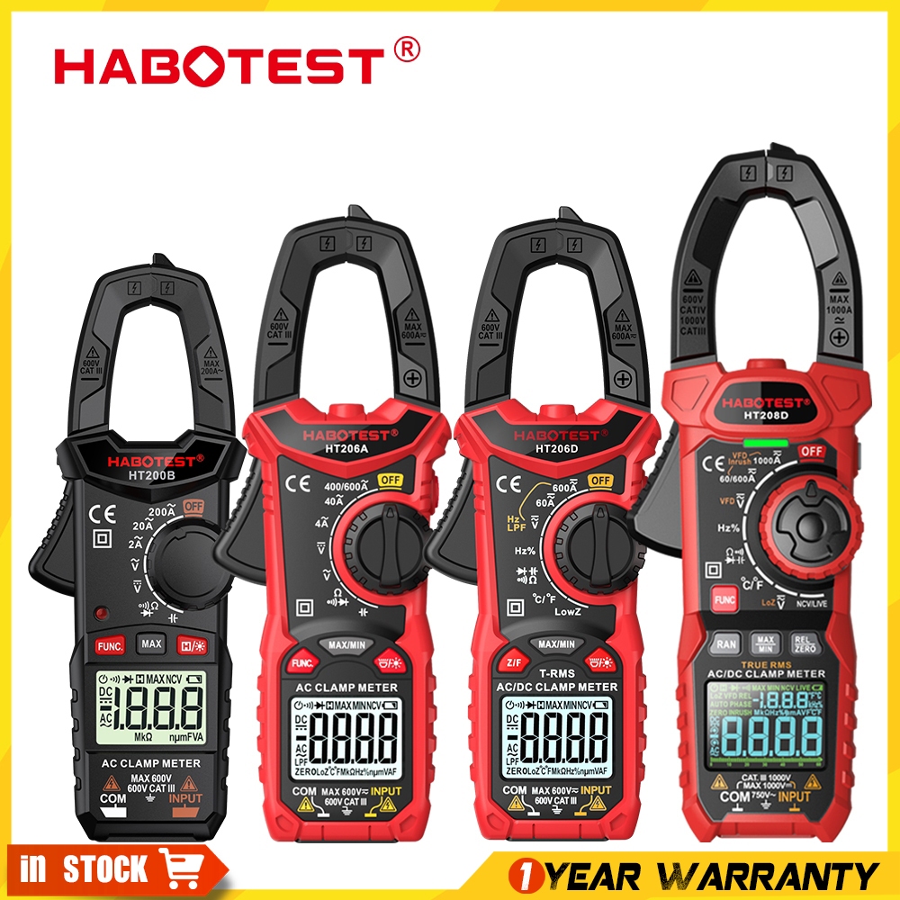 HABOTEST HT208 HT206 Digital Clamp Meter 1000V 600V AC/DC 6000 Counts ...